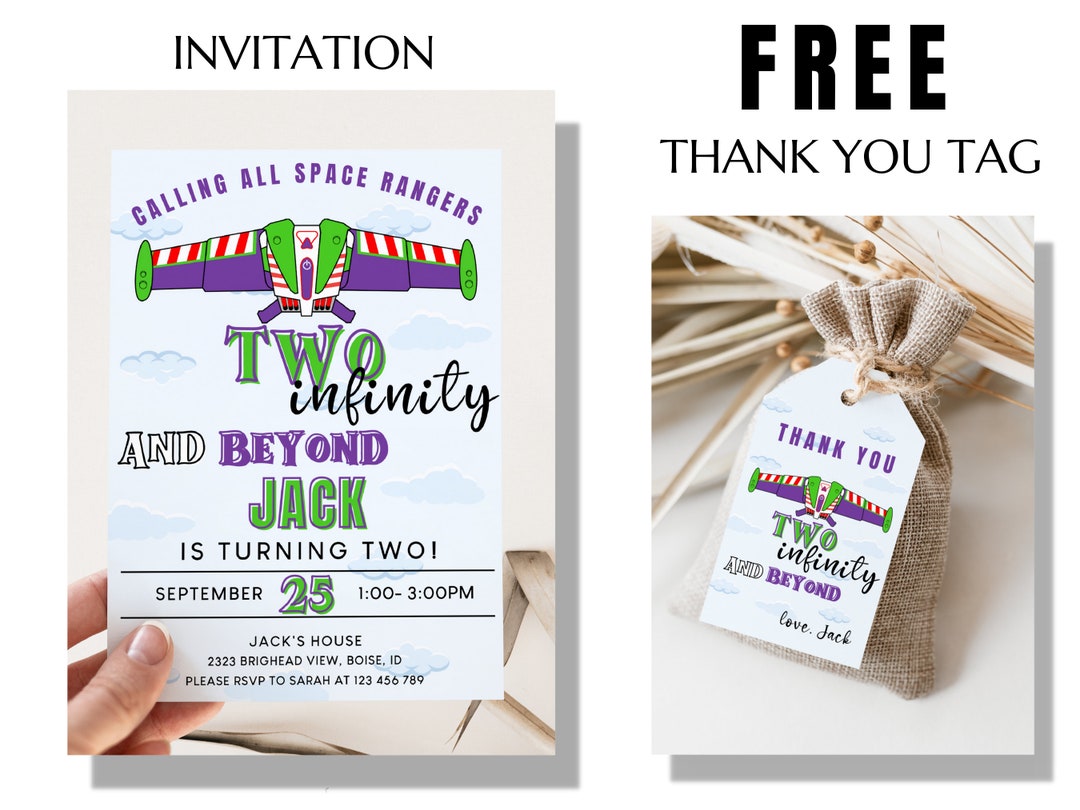 Two Infinity and Beyond Birthday Invitation, Space Ranger Birthday ...