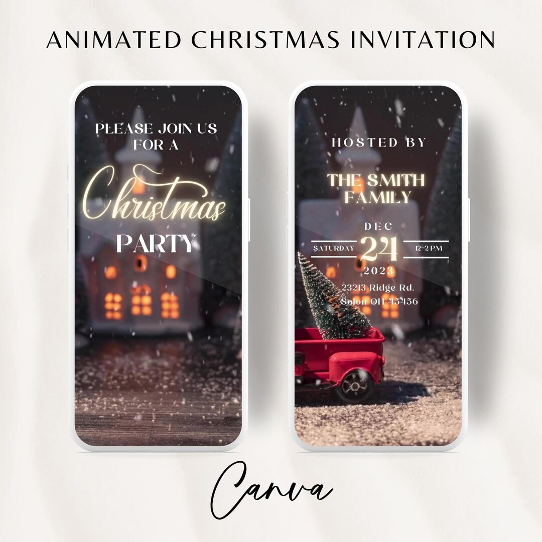 Animated Christmas Party Invitation, Electronic Christmas Dinner Video ...