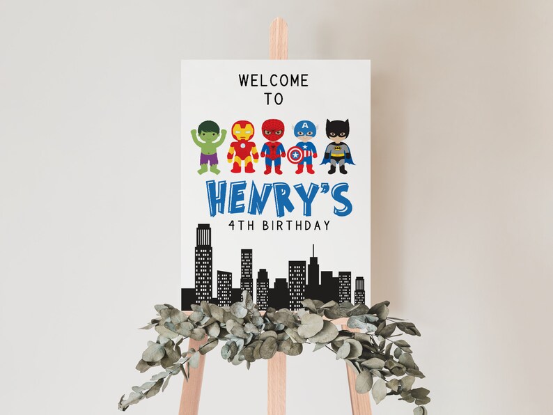 Superhero Welcome Sign Template, Superhero Party Welcome Sign, Birthday ...