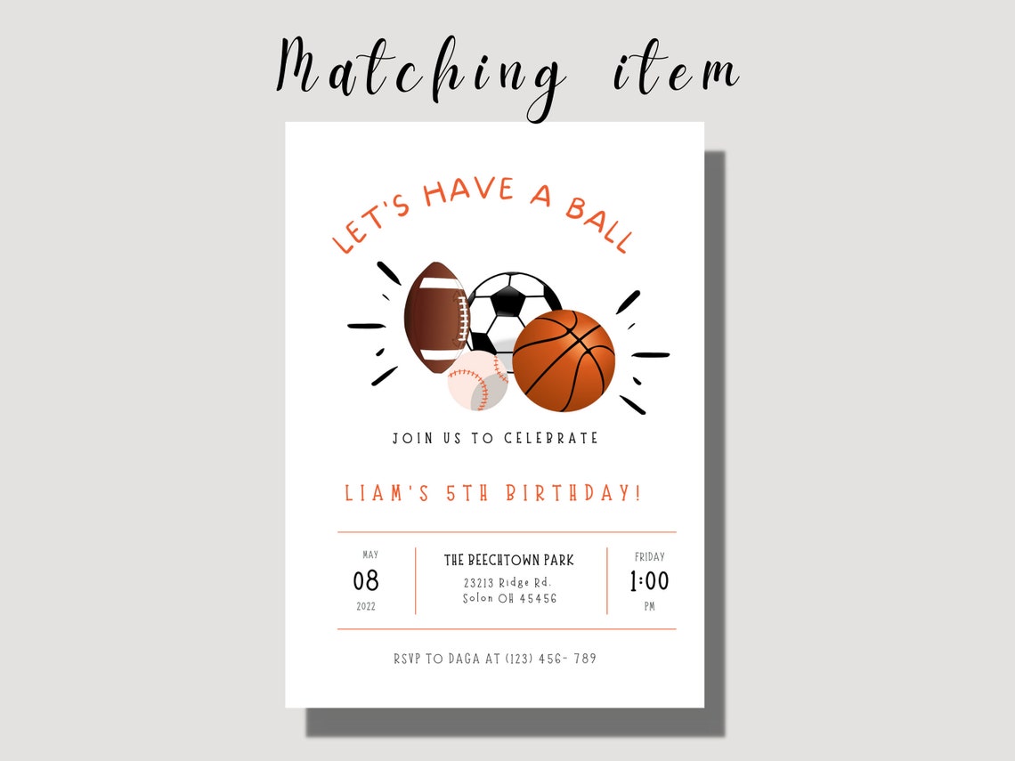 Let's Have a Ball Thank You Card, Ball Birthday Thank You Digital ...