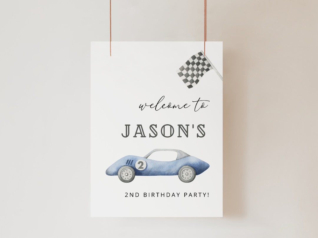 Race Car Welcome Sign, Vintage Car Welcome Sign, Editable Race Car ...