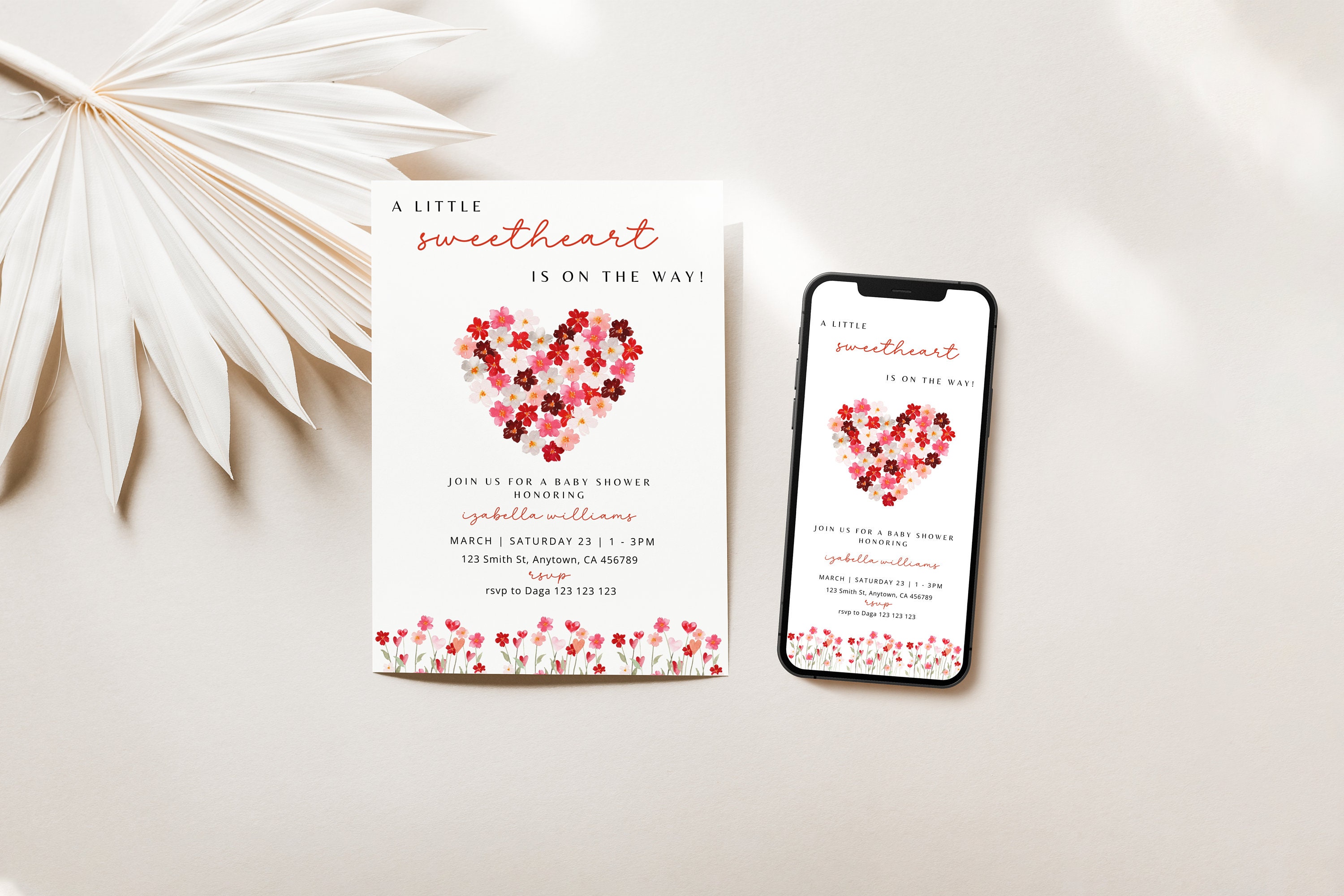 Editable Valentine Baby Shower Invitation Bundle, A Little Sweetheart ...