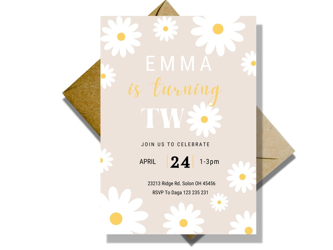 Daisy Birthday Invitation, Daisy Party, Flower Birthday, Flower Girl ...