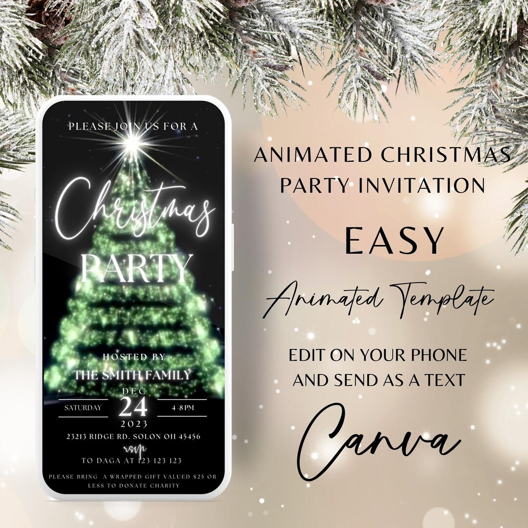 Christmas Party Invitation, Animated Holiday Party Invite, Editable ...