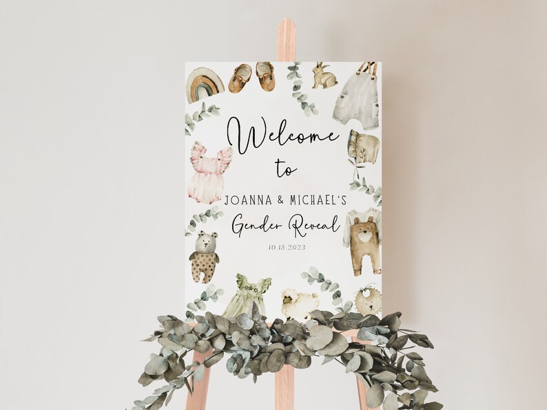 Gender Reveal Sign Welcome Sign Gender Reveal Rustic Gender - Etsy