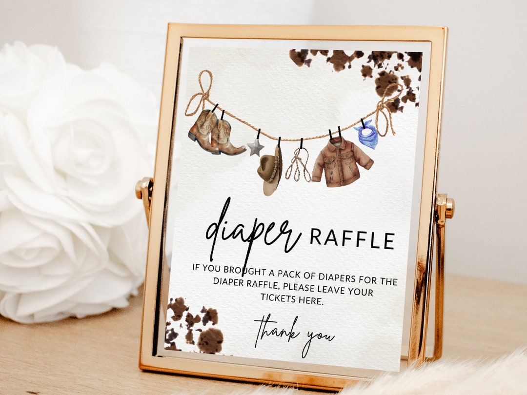 COWBOY Diaper Raffle Sign, Diaper Raffle Ticket Sign, Western Baby ...