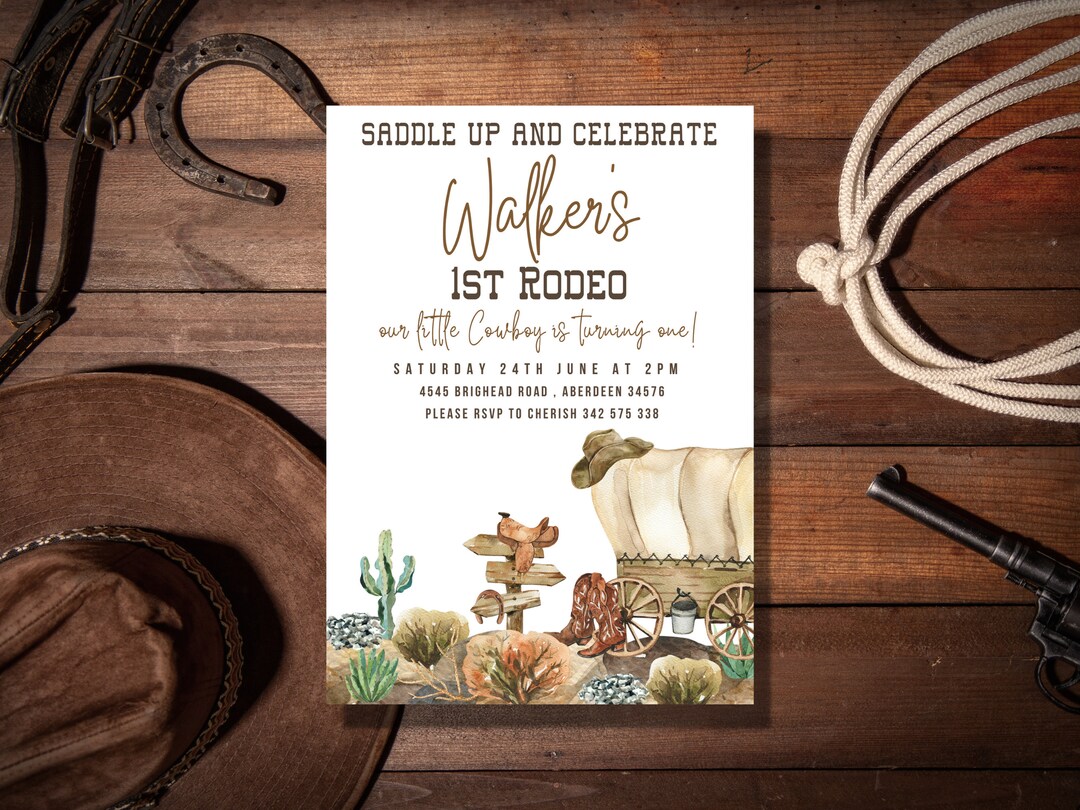 My First Rodeo Birthday Invitation, Western 1st Invitation, Wild West ...