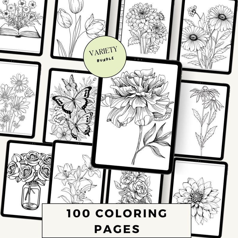 100 Floral Coloring Pages - Adult and Kid Coloring Pages Printable ...