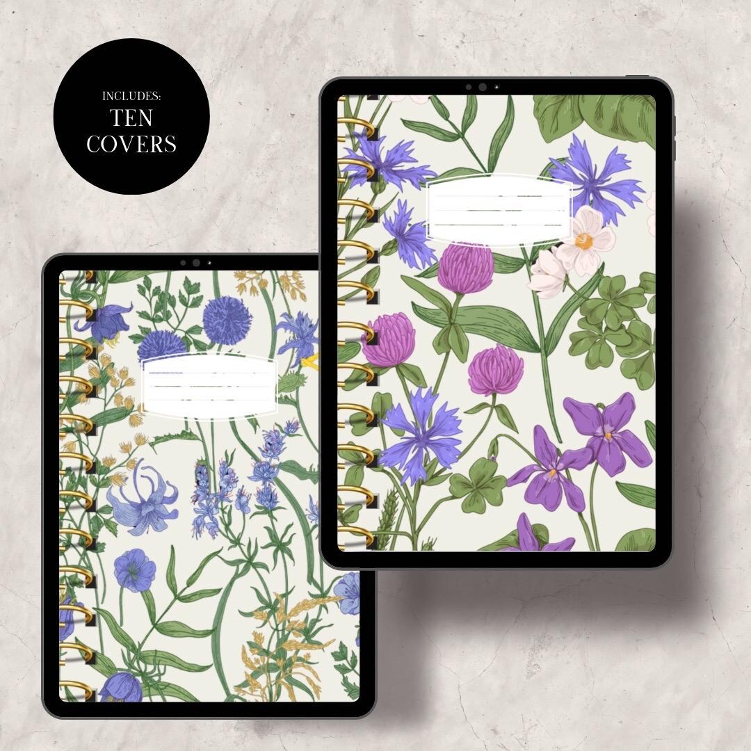 Floral Goodnotes Covers – 10 Aesthetic Digital Notebook Designs (PDF ...