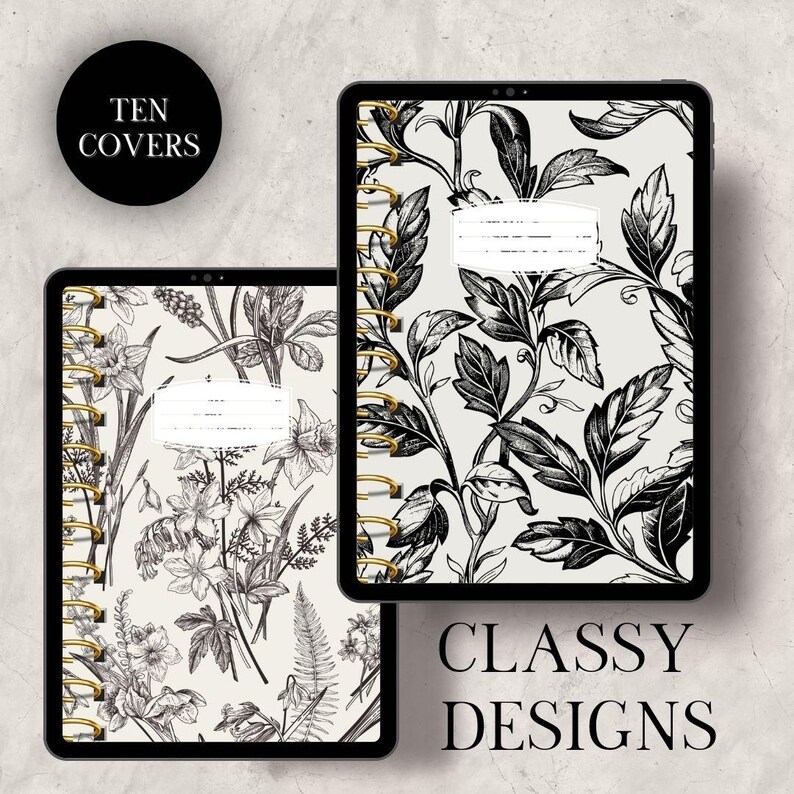 Floral Digital Planner Covers – Goodnotes & Notability, 10 Elegant ...