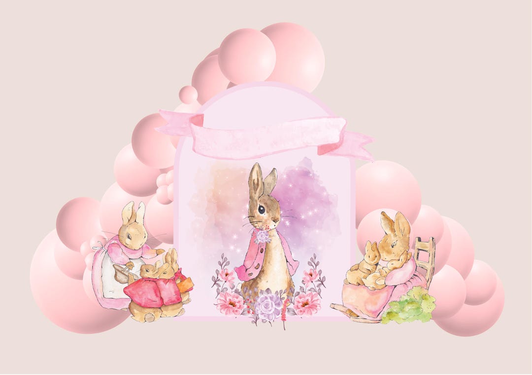 Flossy Rabbit Arch Set | Digital Download | Pink Peter Rabbit-inspired ...