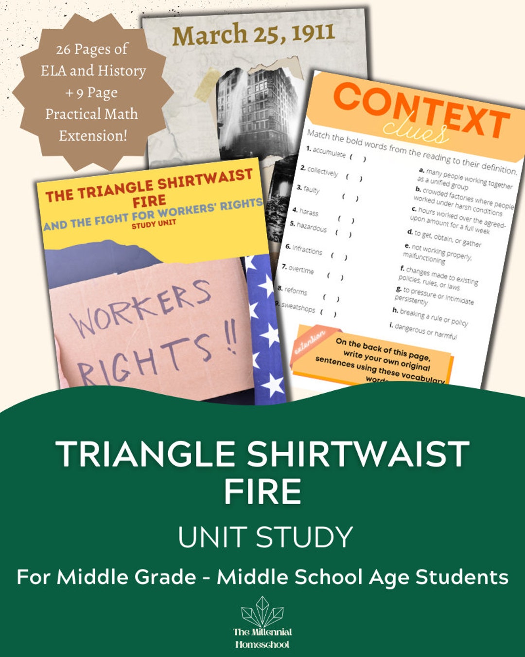 Triangle Shirtwaist Fire Unit Study - ELA, History, Math for Middle ...