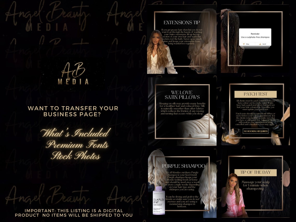 Luxury Hair Stylist Instagram Post Templates Glam Social - Etsy UK
