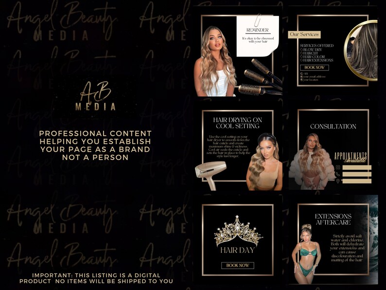 Luxury Hair Stylist Instagram Post Templates Glam Social - Etsy UK