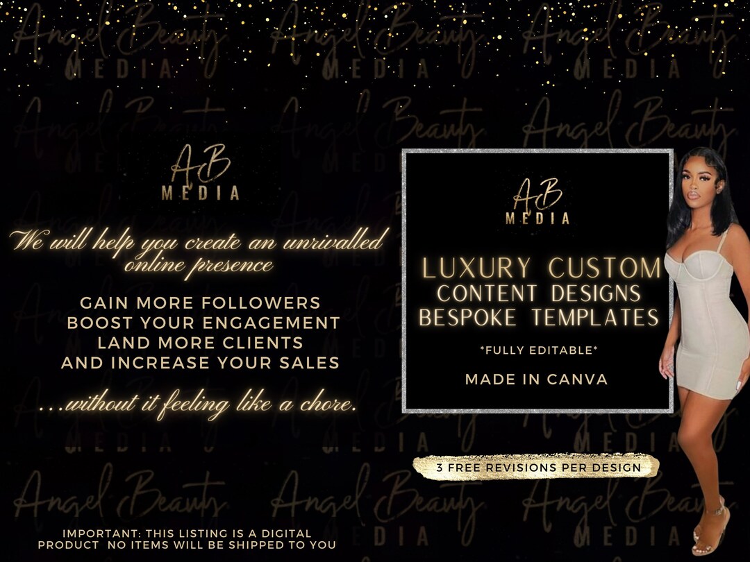 10 Bespoke Custom Content Designs, Luxury Social Media Templates, Glam ...