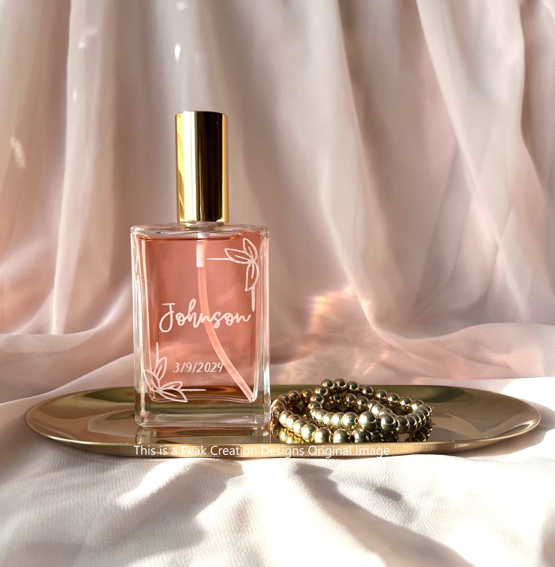 Monogram Laser Engraved Perfume Glass Bottle 100ml, Black or Gold ...