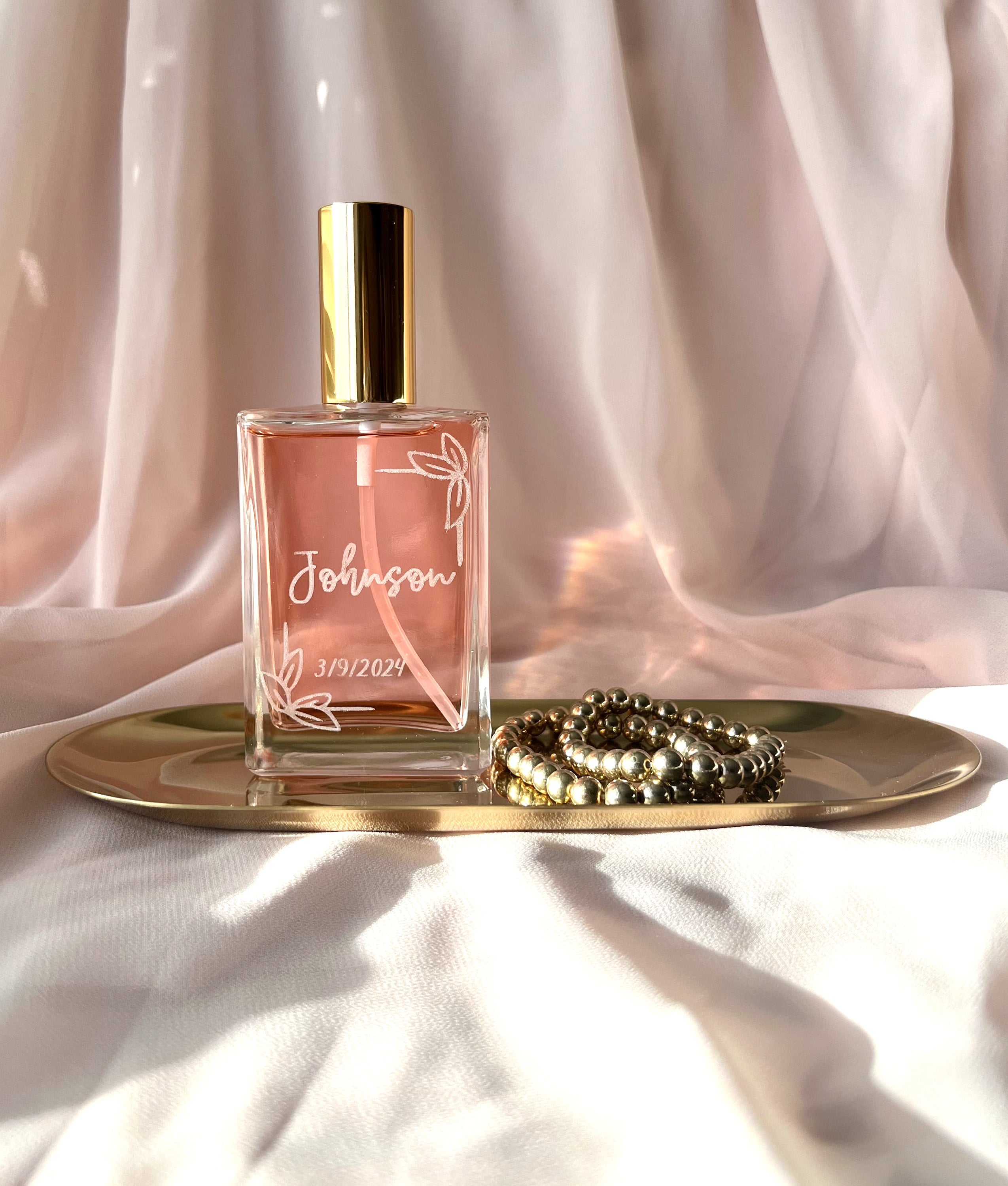 Monogram Laser Engraved Perfume Glass Bottle 100ml, Black or Gold ...