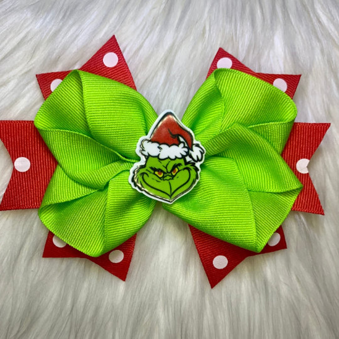 Holiday Christmas Hair Bow Barrette Clip Headband Dr. Seuss Grinch - Etsy
