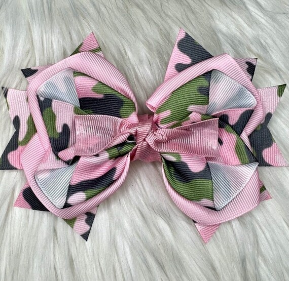 Pink Camo Hair Bow