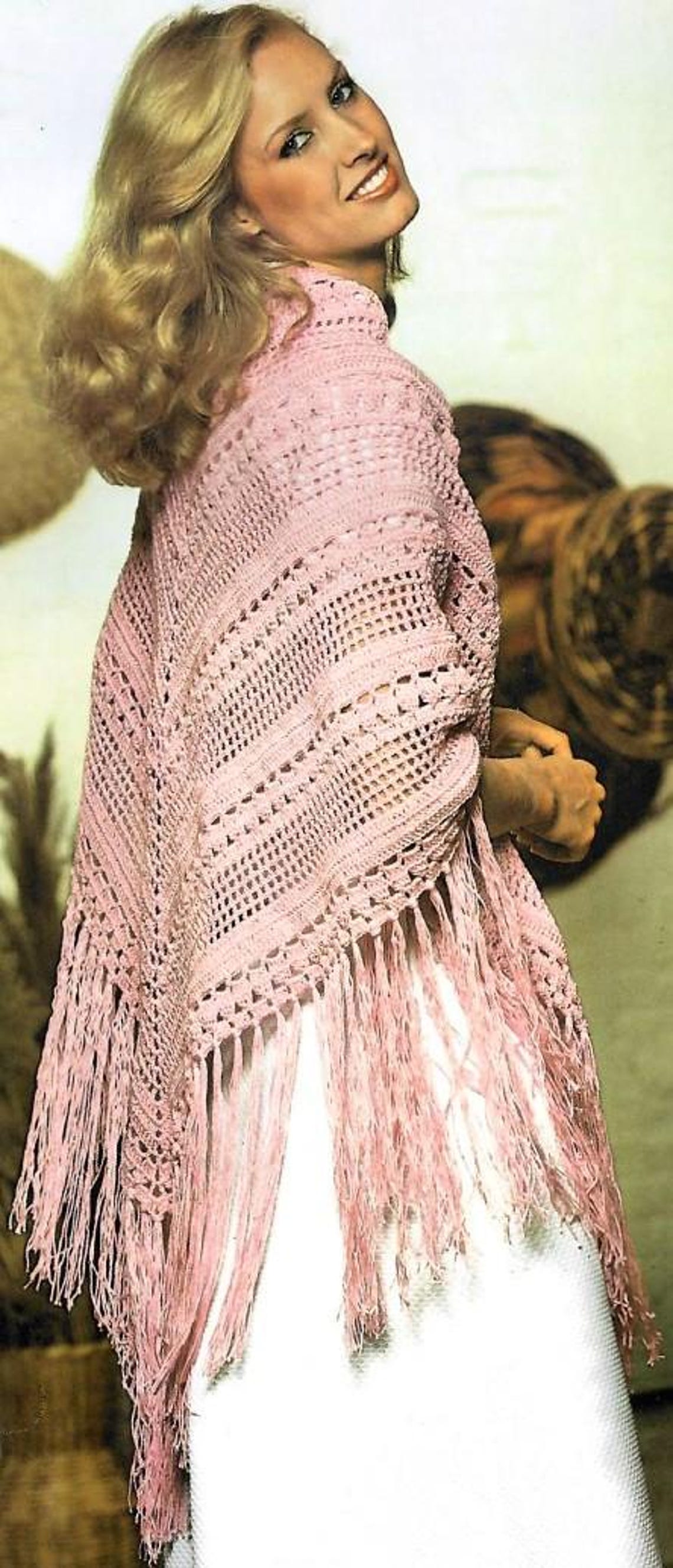 Vintage 1970s Crochet Shawl Pattern - Etsy