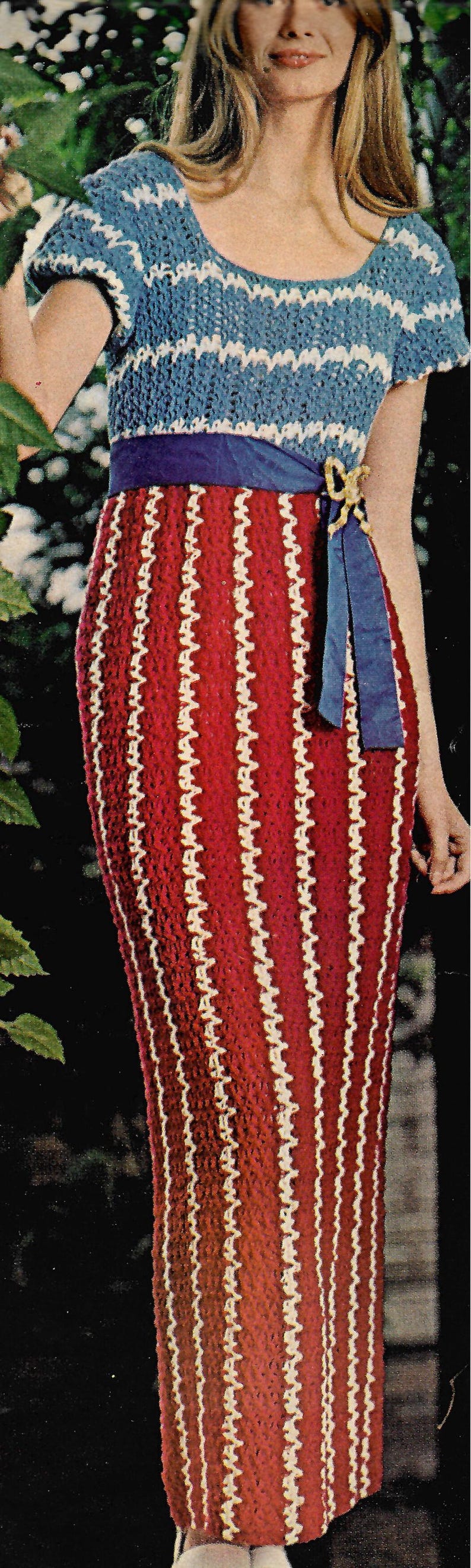 Vintage 1970s Crochet Tricolor Gown Pattern - Etsy