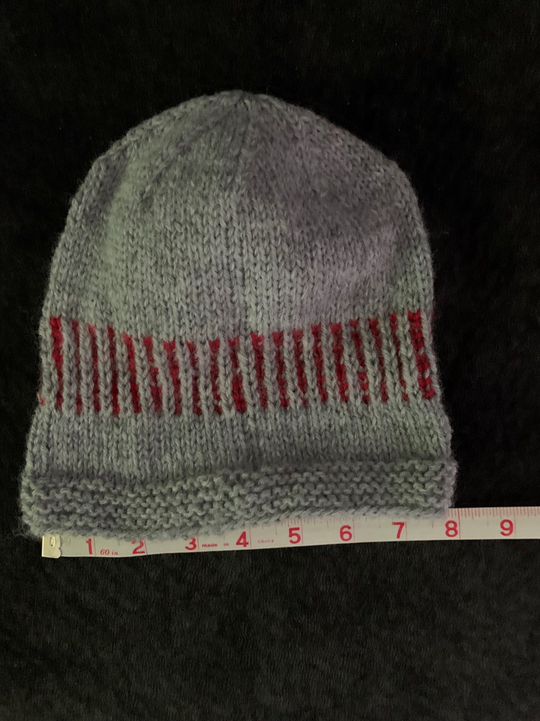 Gray and Red Hand Knit Stocking Cap - Etsy