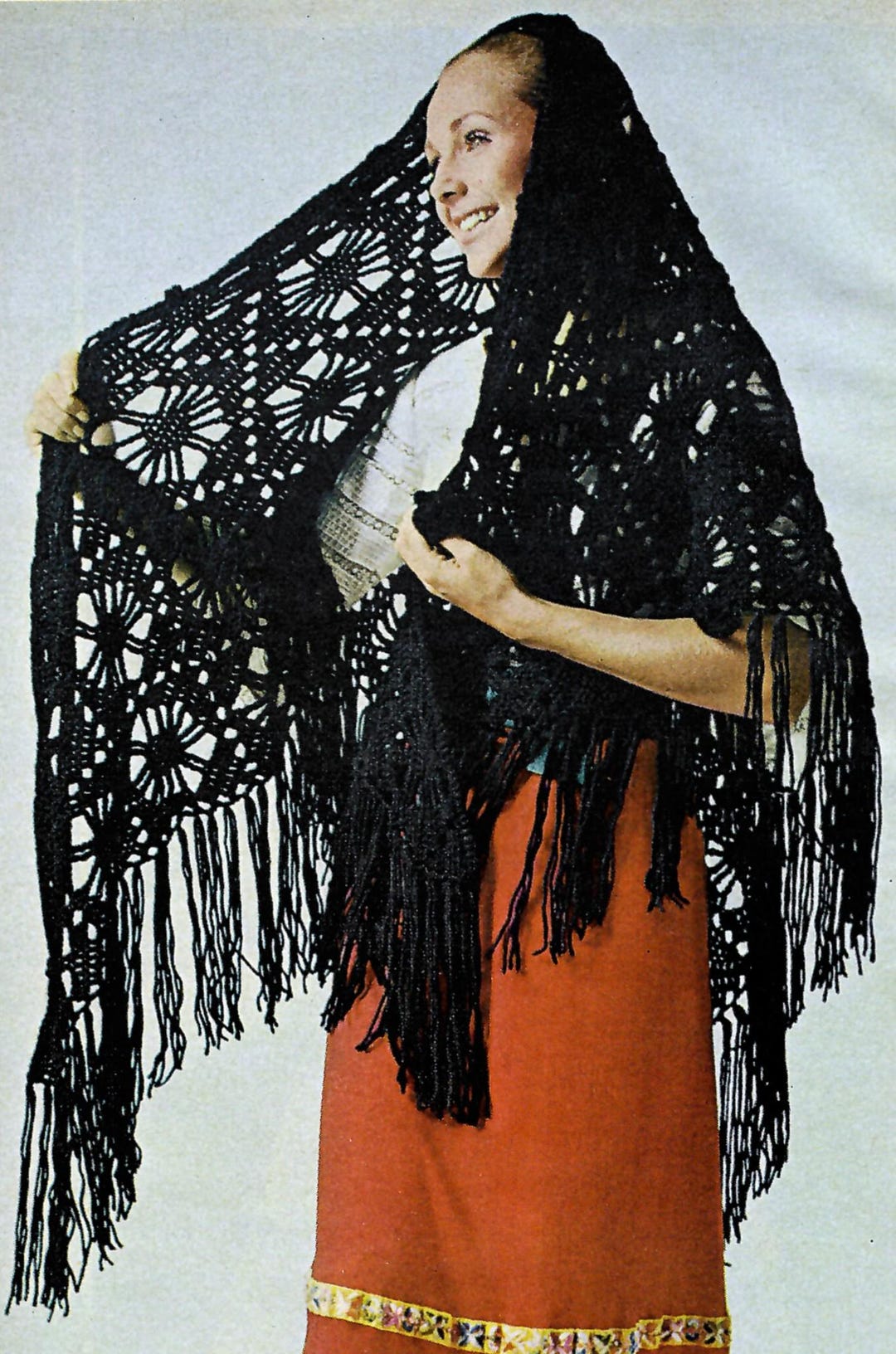 Vintage 1970s Crochet BLACK MAGIC SHAWL Pattern - Etsy