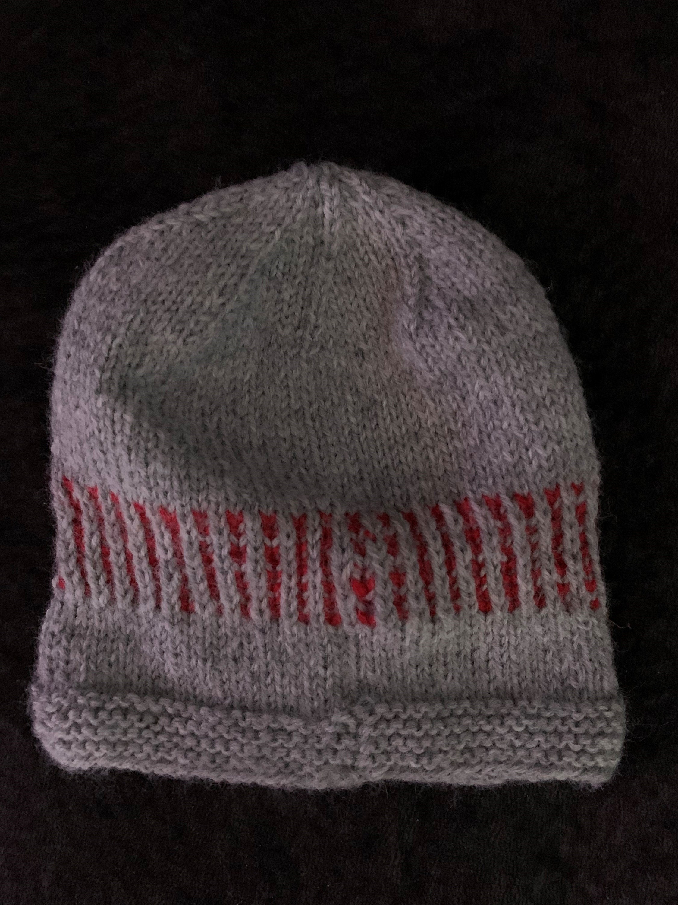 Gray and Red Hand Knit Stocking Cap - Etsy