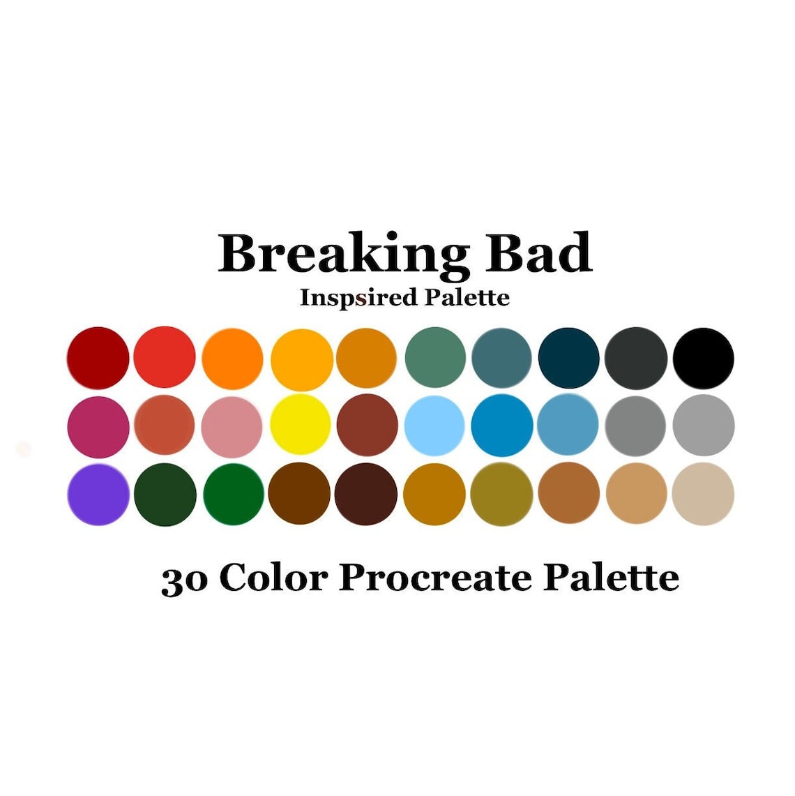Procreate Color Palette Breaking Bad Inspired Procreate - Etsy Hong Kong