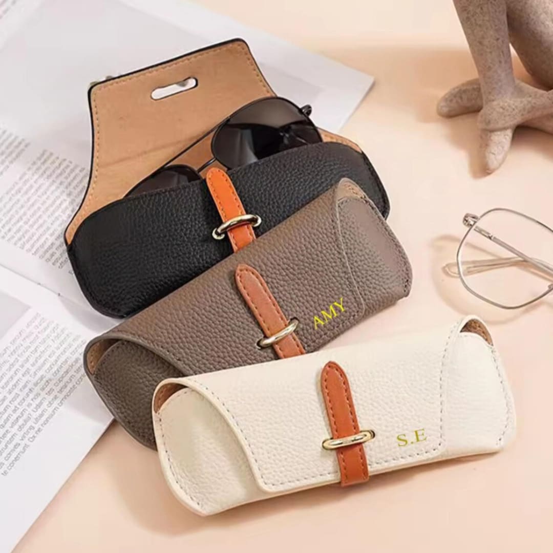 Personalized Glasses Case, Faux Leather Eyeglass Case, Soft Sunglasses ...