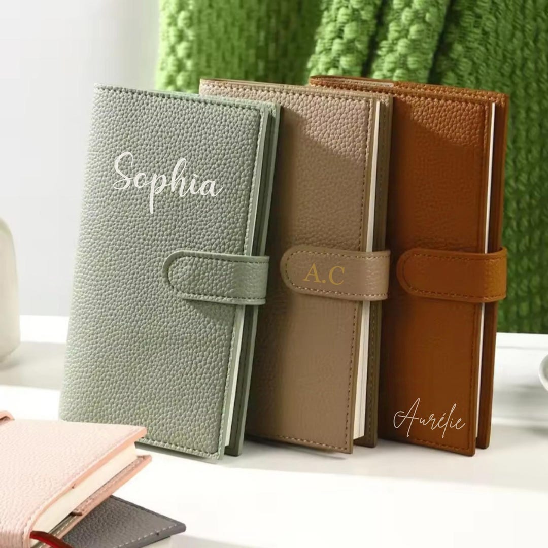 Personalized PU Leather Planner, Non Dated, in English, A6 Leather ...