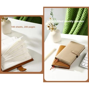 Personalized Leather Planner, Non Dated, in English, A6 Leather Cover ...
