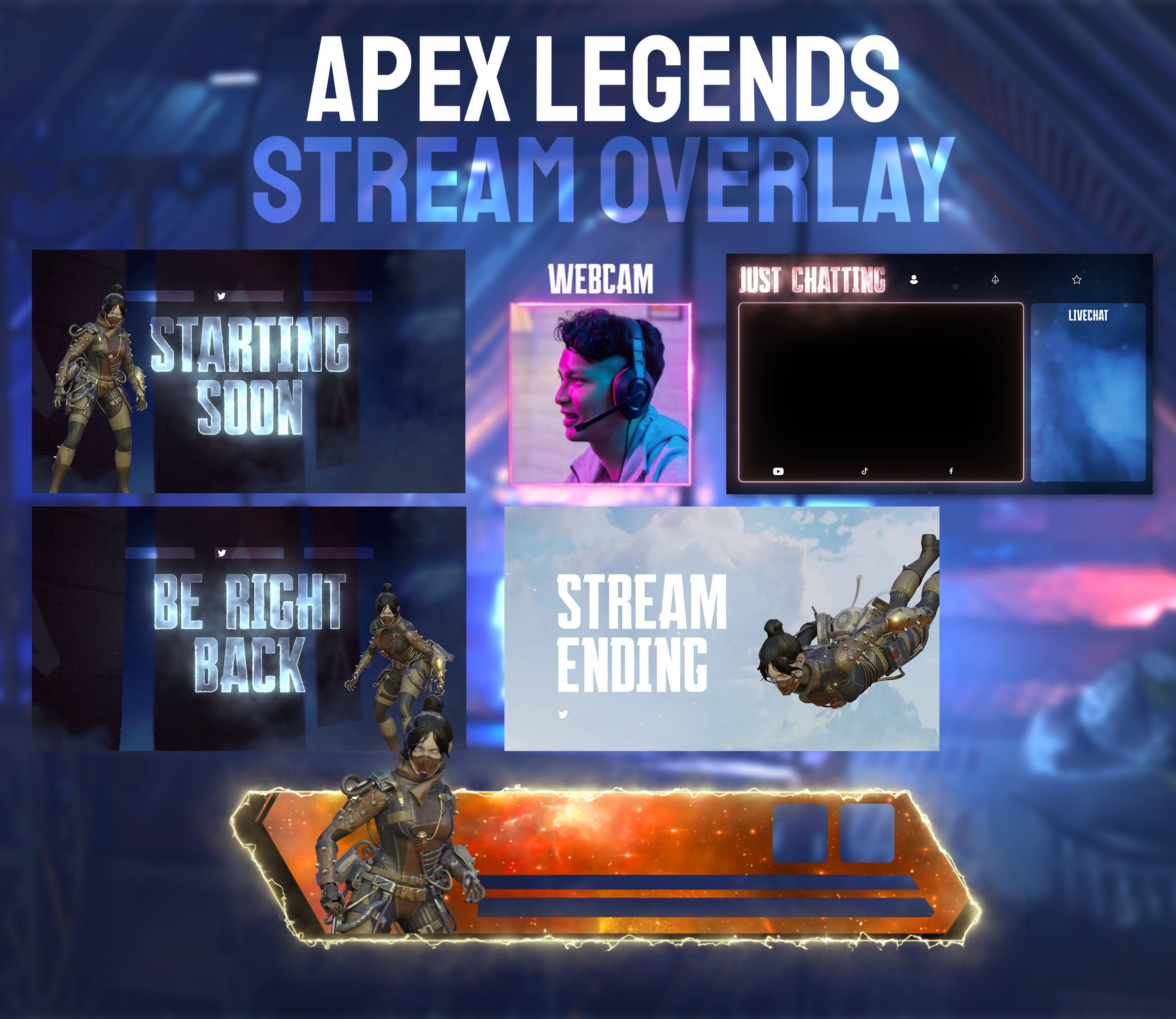 Animated WRAITH Stream Overlay Package HD Apex Legends Stream Package ...
