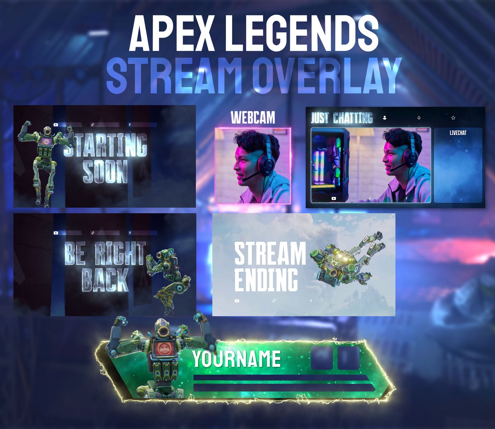 Animated PATHFINDER Stream Overlay Package HD Apex Legends Stream ...