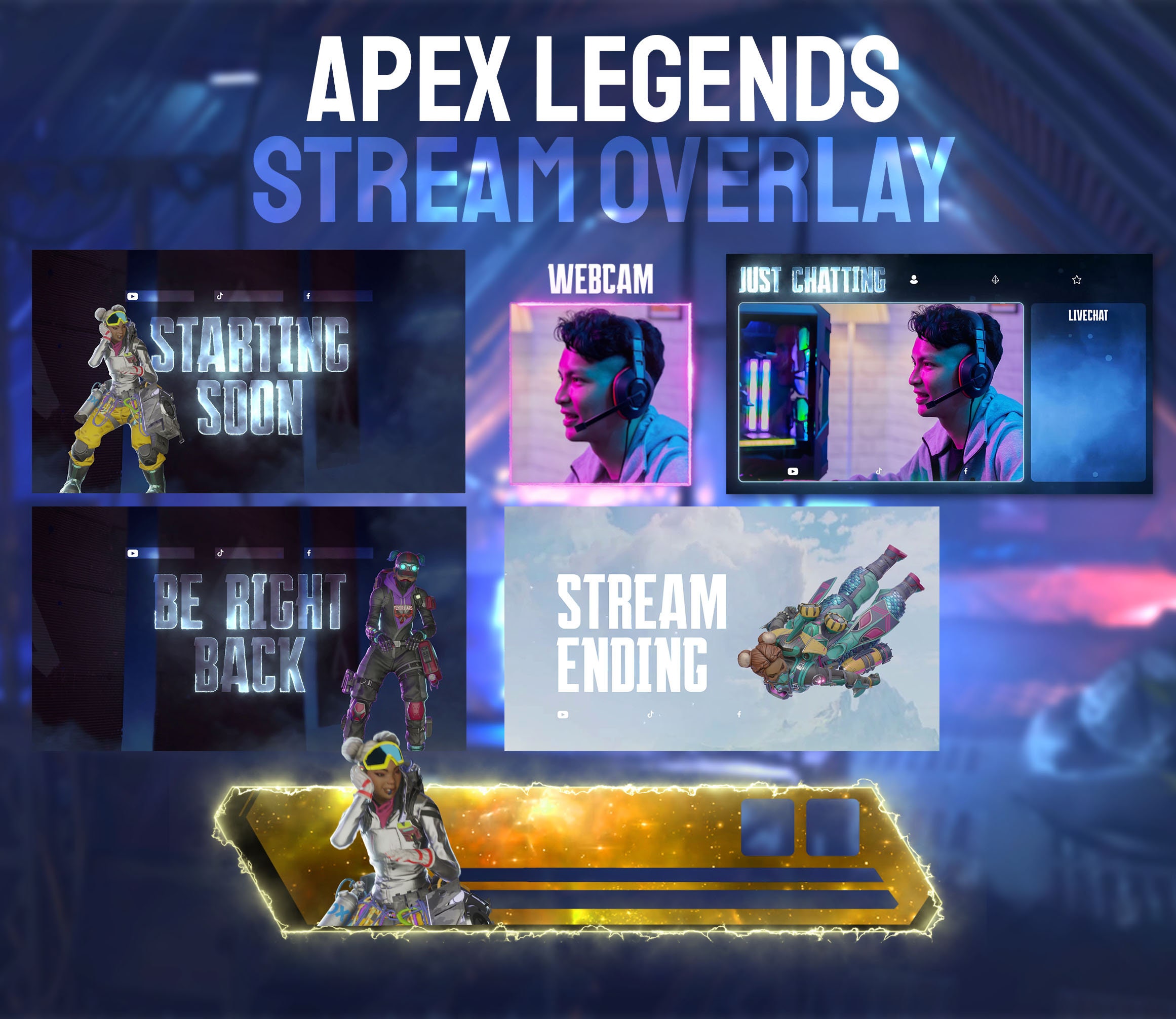 Animated LIFELINE Stream Overlay Package HD | Apex Legends Stream ...