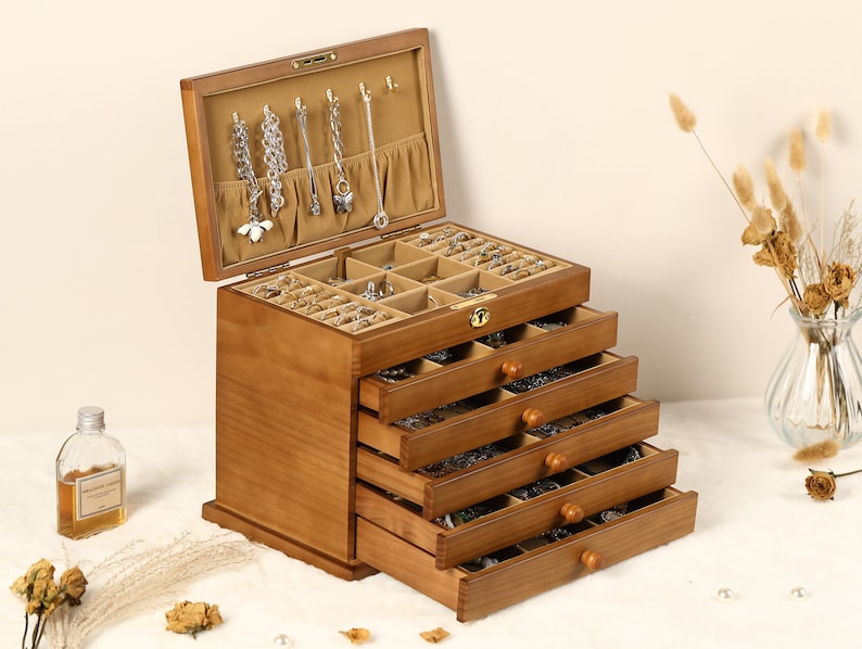 Women Jewellery Box, Large Locking Jewelry Organizer Storage, Custom ...