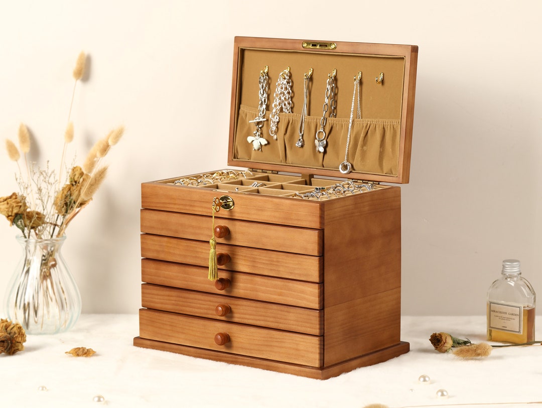 Women Jewellery Box, Large Locking Jewelry Organizer Storage, Custom ...