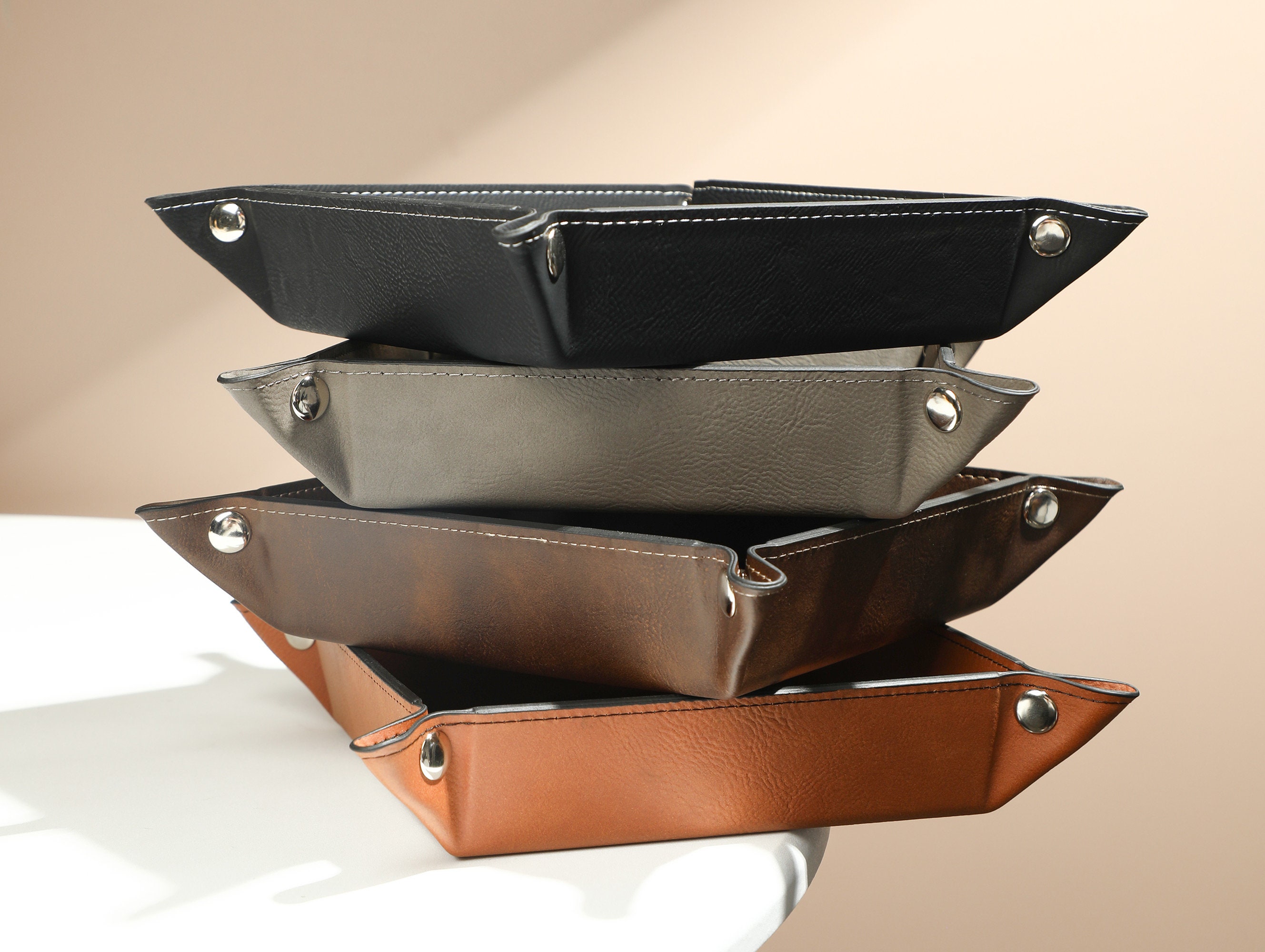 Personalized Engraved Leather Tray, Personalized Leather Valet Tray for ...