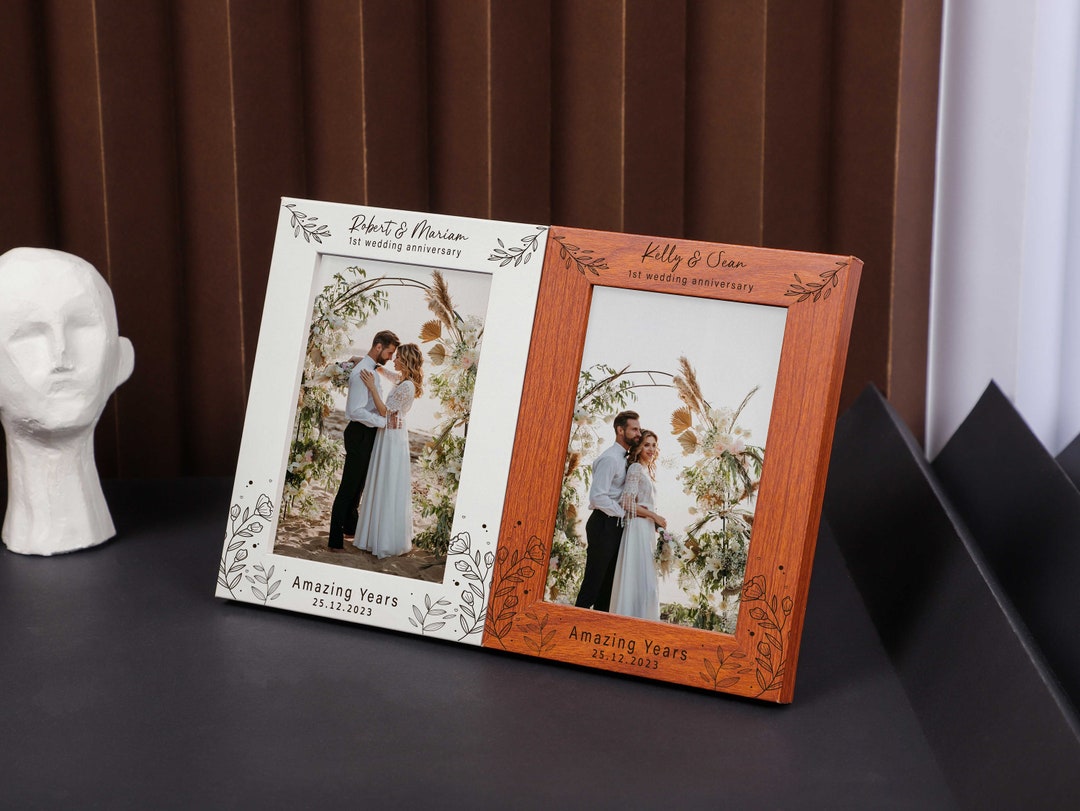 Custom Engraved Frame, Personalized Wood Photo Frame With Glass, 5 ...