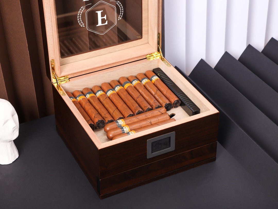 Personalized Cigar Humidor Gift for Men, Personalised Cigar Humidor Set ...