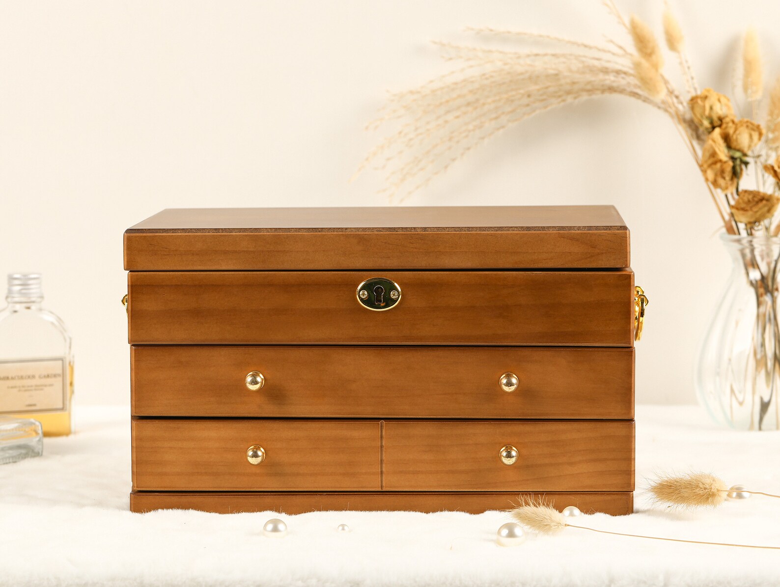 Large Locking Jewelry Organizer Storage, Custom Wooden Jewelry Box ...