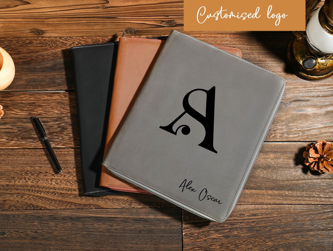 Custom Leather Portfolio Personalized Zipper Portfolio - Etsy