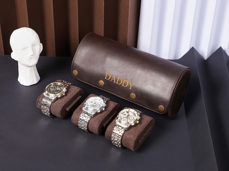 Watch Gifts for Dads, Travel Watch Box, Personalised Luxurious Leather ...