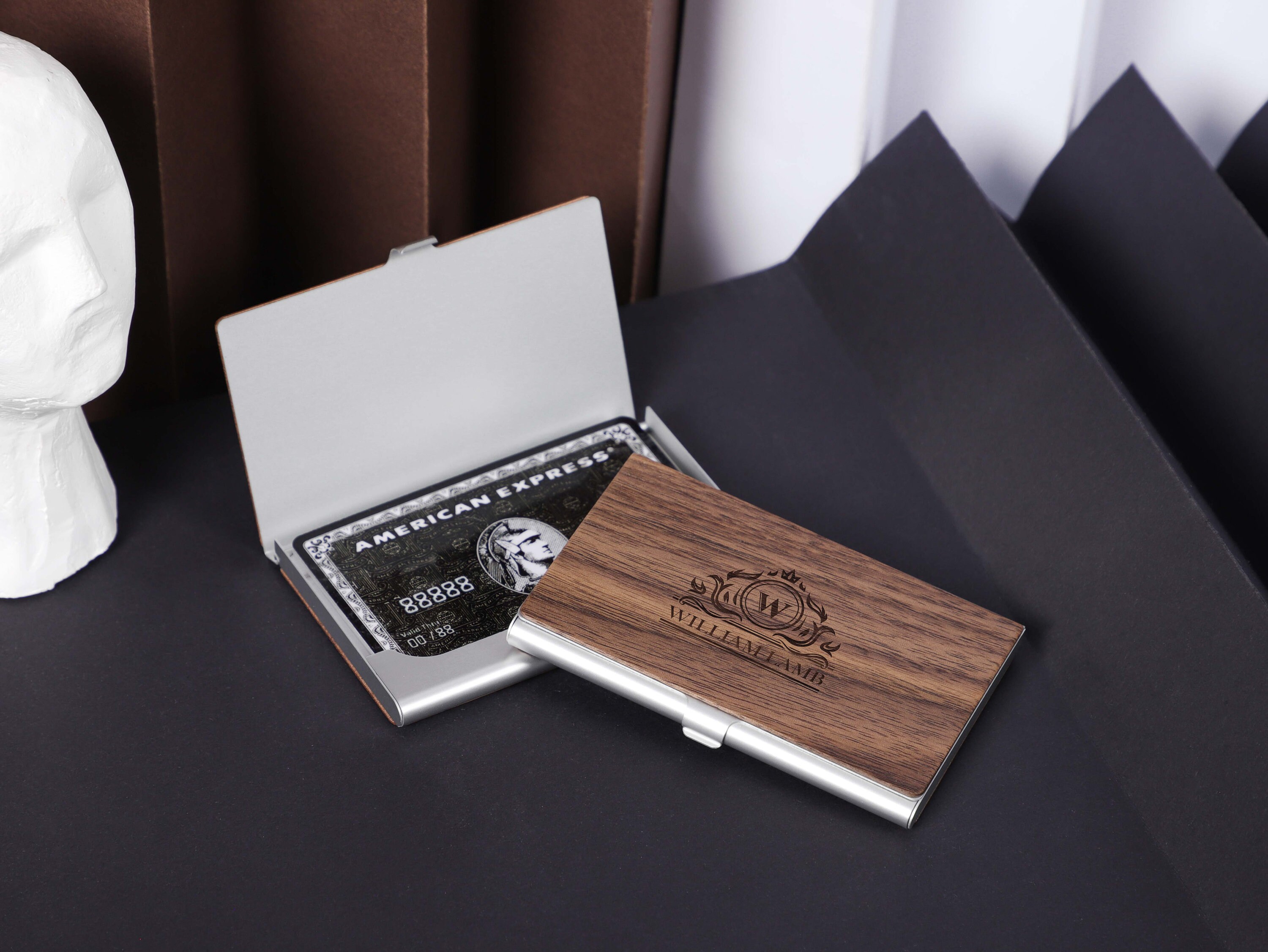 Personalised Wooden Business Card Holder, Custom Engraved Card Holder ...