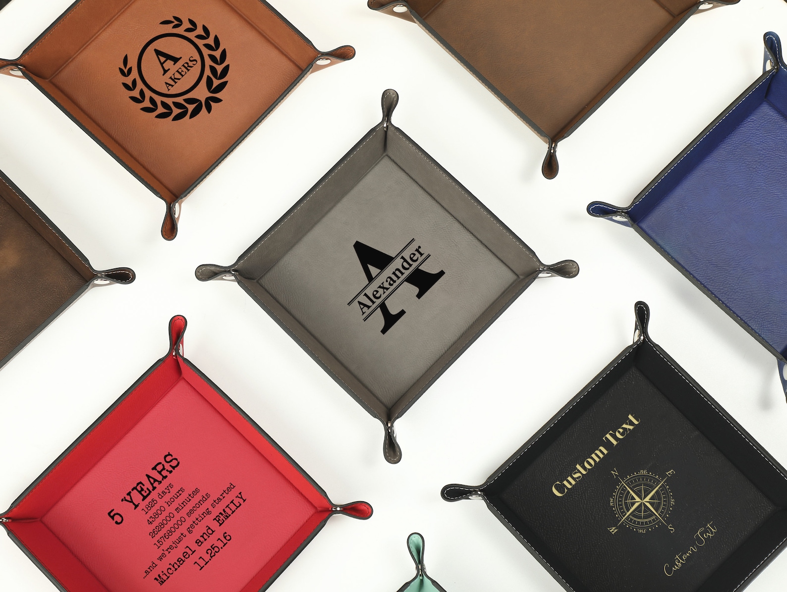 Personalized Engraved Leather Tray, Personalized Leather Valet Tray for ...