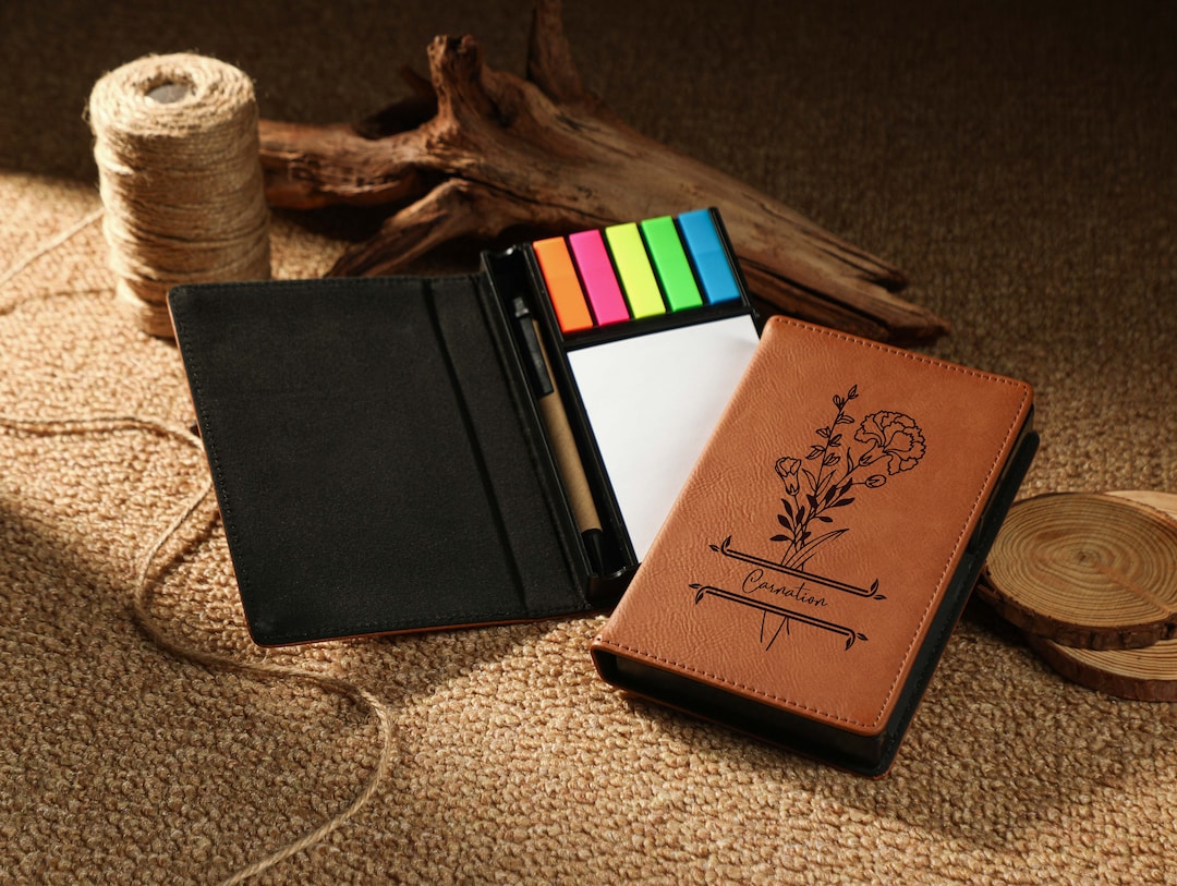 Personalized Sticky Notes Organizer With Paper Clips and Pen, Custom ...