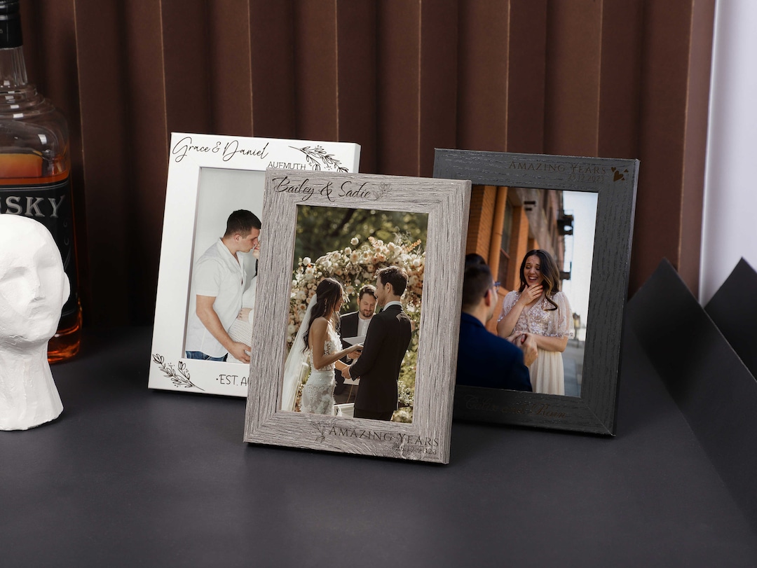 Personalized Wood Photo Frame With Glass, Custom Engraved Frame, 5 ...
