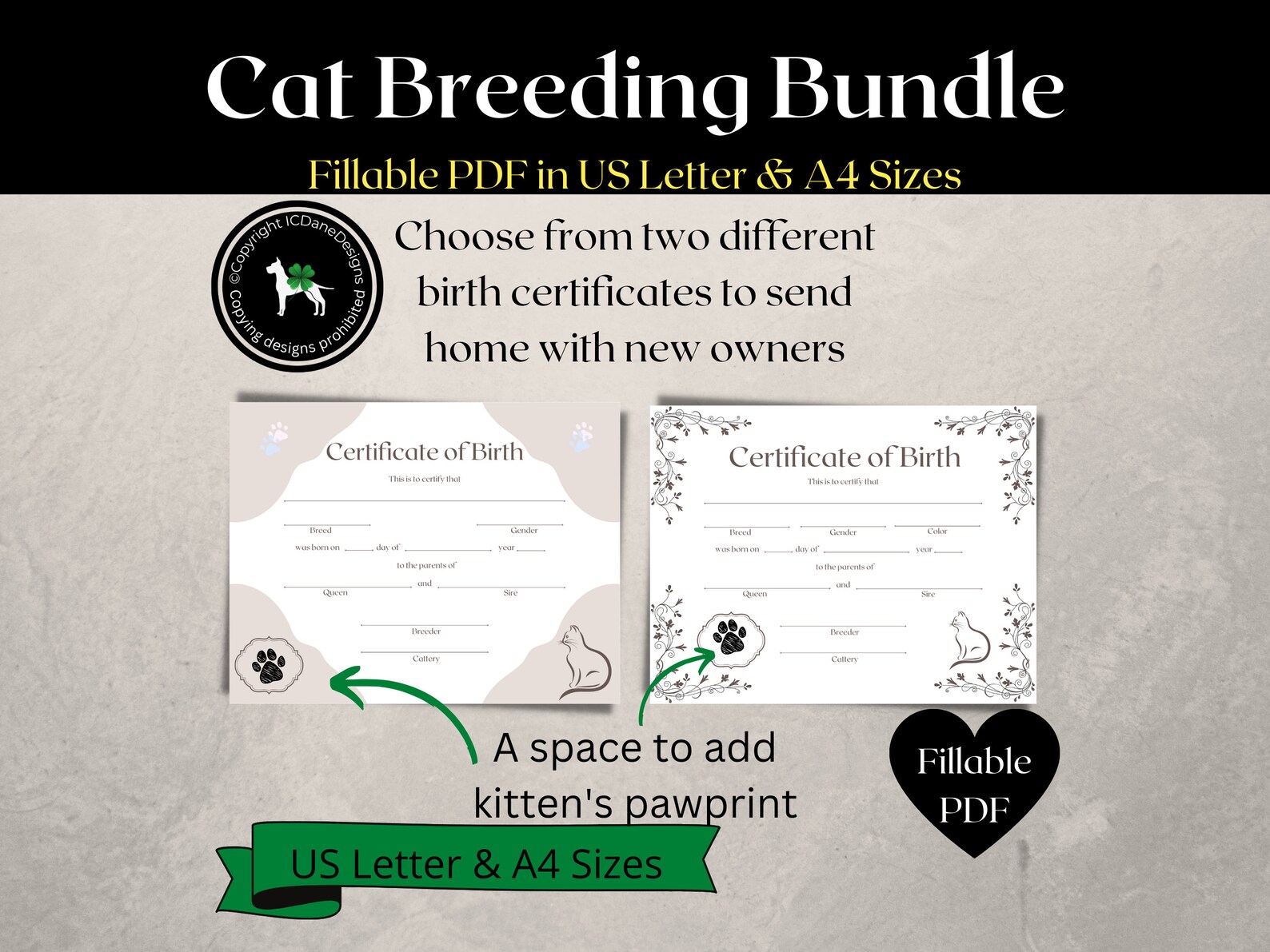 Fillable PDF Cat Breeding Bundle,breeder Forms, Queening Charts ...