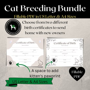 Fillable PDF Cat Breeding Bundle,breeder Forms, Queening Charts ...