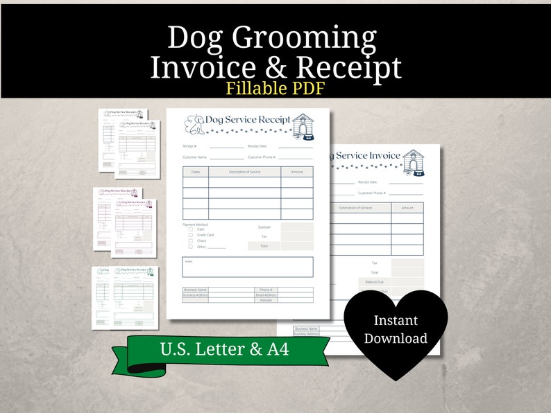 Dog Grooming Invoice and Receipt | Dog Groomer Business Forms ...